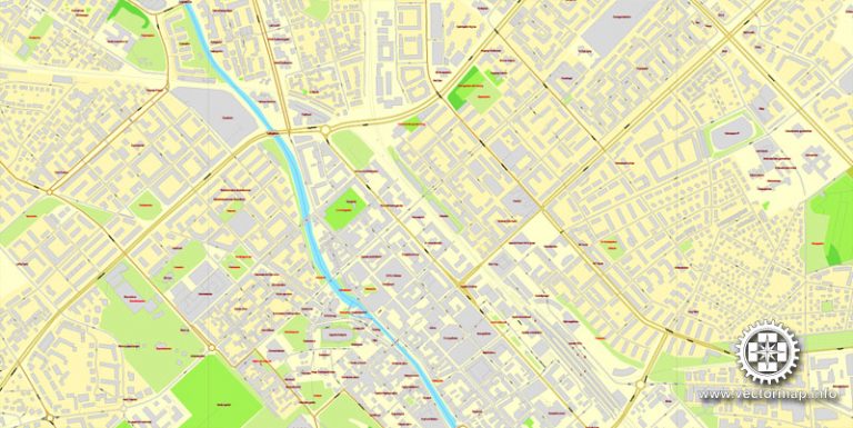Uppsala, Sweden, printable vector street map, City Plan full editable ...