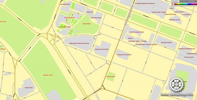 Valencia, Spain, printable vector street map, City Plan V.2, full ...