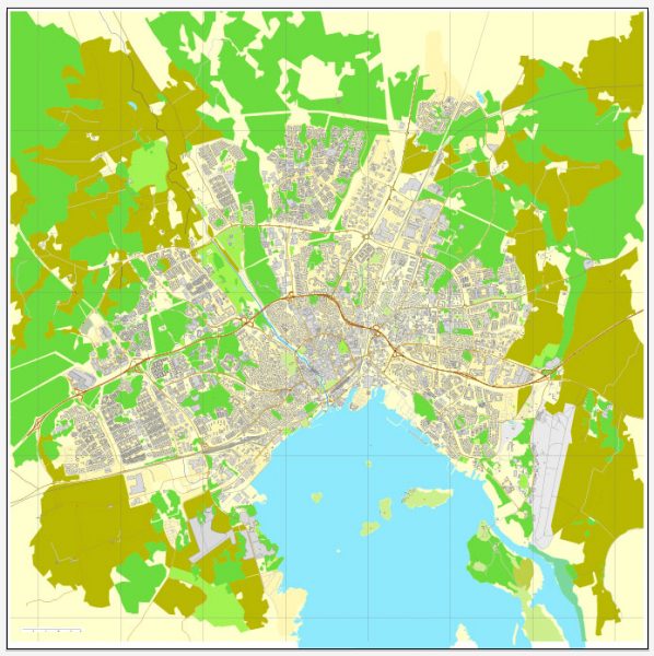 Vasteras / Västerås Sweden printable map : PDF and Adobe Illustrator ...