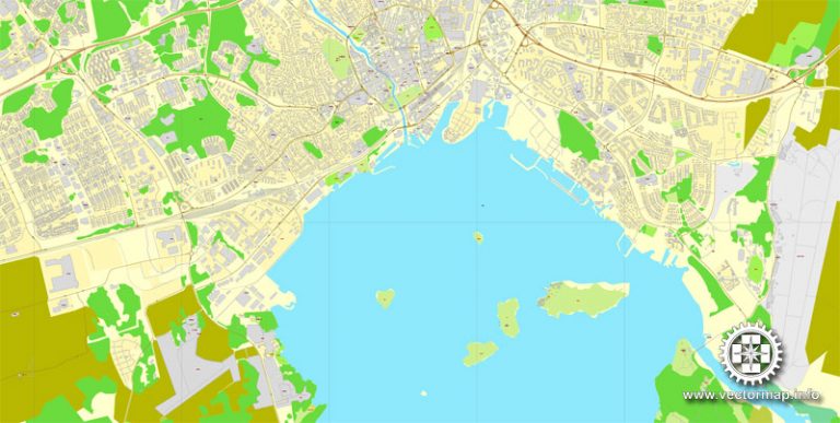 Västerås / Vasteras, Sweden, printable vector street map, City Plan ...