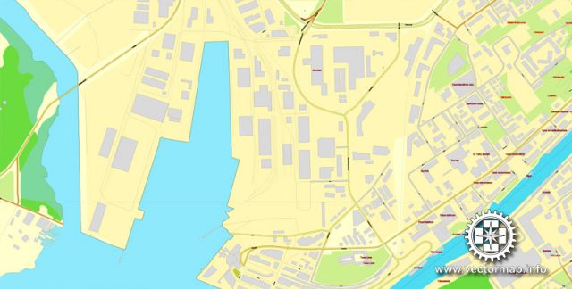 Turku, Finland, printable vector street map, City Plan full editable ...