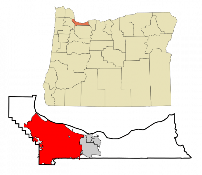 Portland, Oregon + Vancouver, Washington, US, exact vector map Adobe ...
