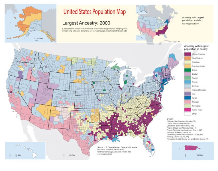 02 US Census Data: Free Vector Map US Census Data Top US Ancestries by ...