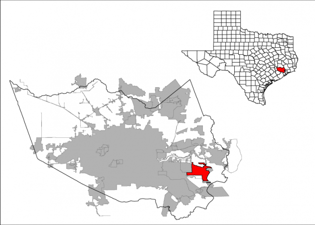 La Porte + Baytown, Texas, US, printable vector street City Plan map ...