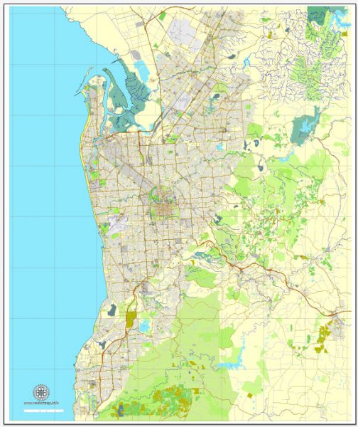 Adelaide Australia Printable Vector PDF Map, exact City Plan, full ...