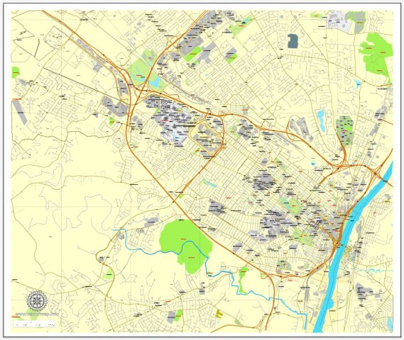 Albany PDF Map st. New York US printable vector street map V.3. full ...
