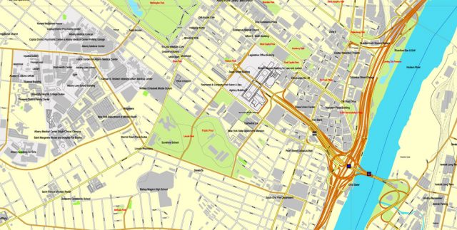 Albany PDF Map st. New York US printable vector street map V.3. full ...