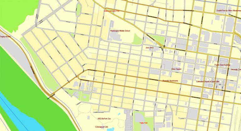Albuquerque, New Mexico, Street map: Printable City Plan Map Adobe PDF