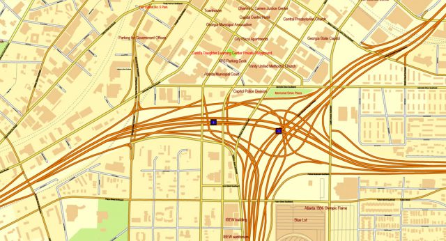 Atlanta Georgia US vector map Adobe Illustrator editable City Plan ...