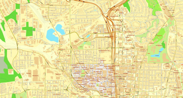 Atlanta Georgia US vector map Adobe PDF editable City Plan – Maps in ...