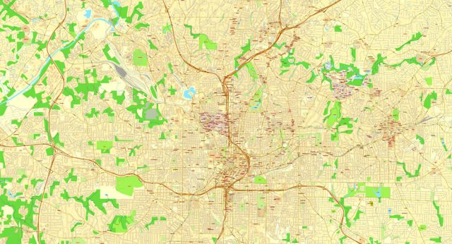 Atlanta Georgia US vector map Adobe PDF editable City Plan – Maps in ...