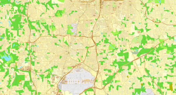 Atlanta Georgia US vector map Adobe Illustrator editable City Plan ...