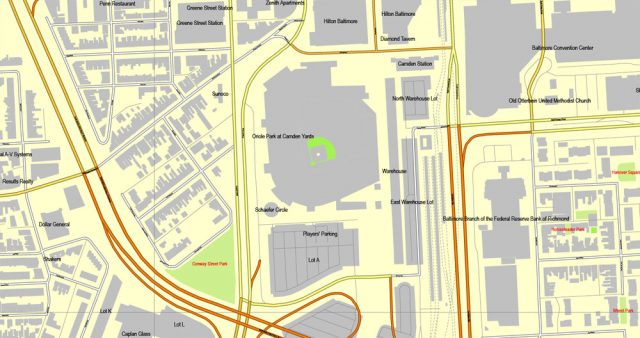 Baltimore, Maryland, US, printable vector street City Plan map V3, full ...