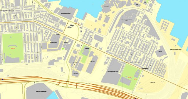 Baltimore, Maryland, US, printable vector street City Plan map V3, full ...