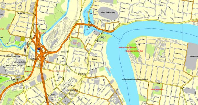 Brisbane PDF Map Australia printable vector City Plan V3.08 editable ...
