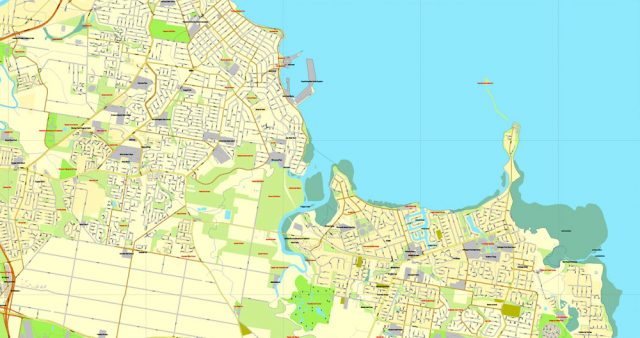 Brisbane Map Vector Australia printable City Plan V3.31 editable Street ...
