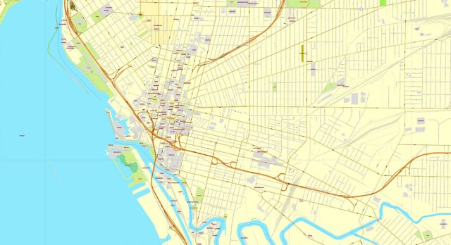 Buffalo Map New York US printable vector street map full editable Adobe ...