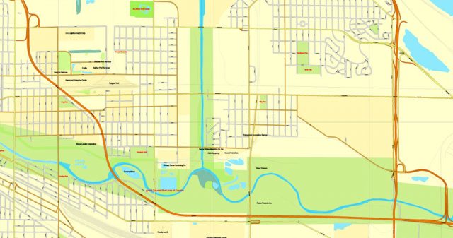 Chicago, Illinois, US, printable exact vector map in Adobe PDF ...