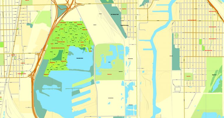 Chicago, Illinois, US, printable exact vector map in Adobe PDF ...