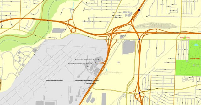 Cleveland, Ohio, US, printable vector map street City Plan full ...