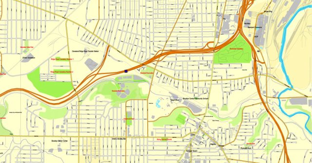Cleveland printable vector map Ohio, US, City Plan full editable, Adobe ...