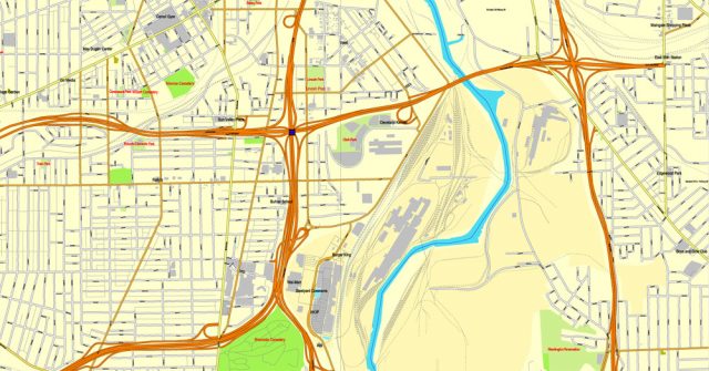 Cleveland printable vector map Ohio, US, City Plan full editable, Adobe ...