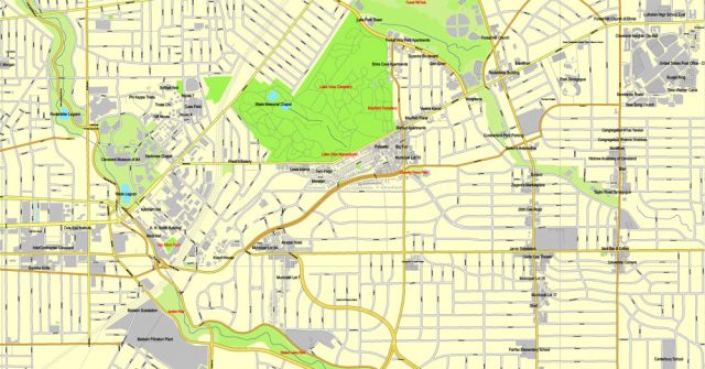 Cleveland, Ohio, US, printable vector map street City Plan full ...