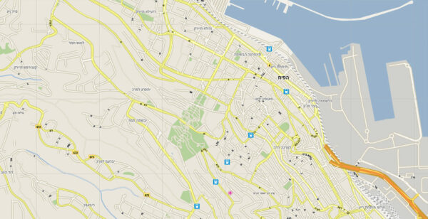 Haifa, Israel, printable vector street City Plan G-View V.3 map full ...