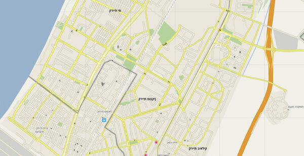 Haifa, Israel, printable vector street City Plan G-View V.3 map full ...