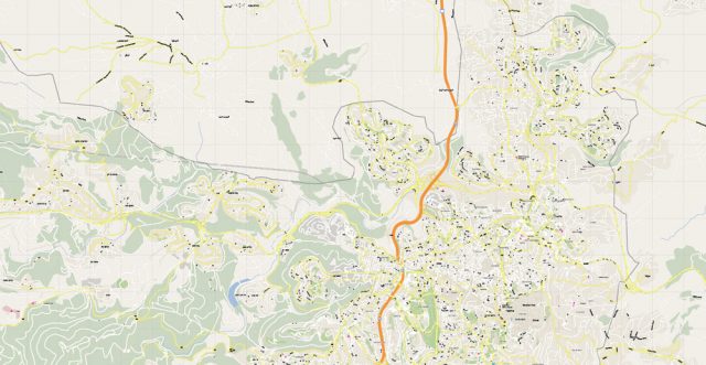 Jerusalem, Israel, printable vector street City Plan G-View V.3 map ...