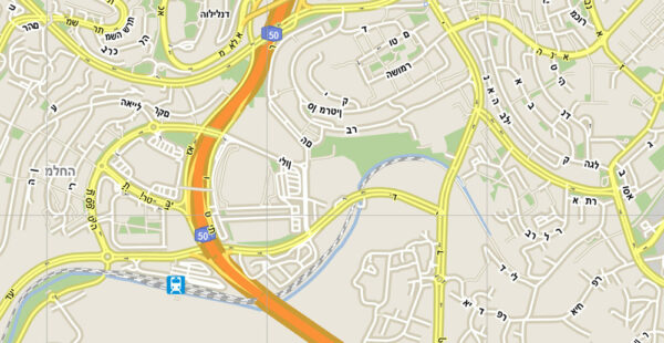 Jerusalem, Israel, printable vector street City Plan G-View V.3 map ...