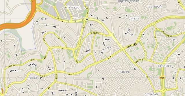 Jerusalem, Israel, printable vector street City Plan G-View V.3 map ...
