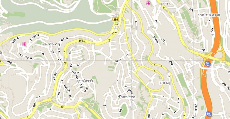 Jerusalem, Israel, printable vector street City Plan G-View V.3 map ...