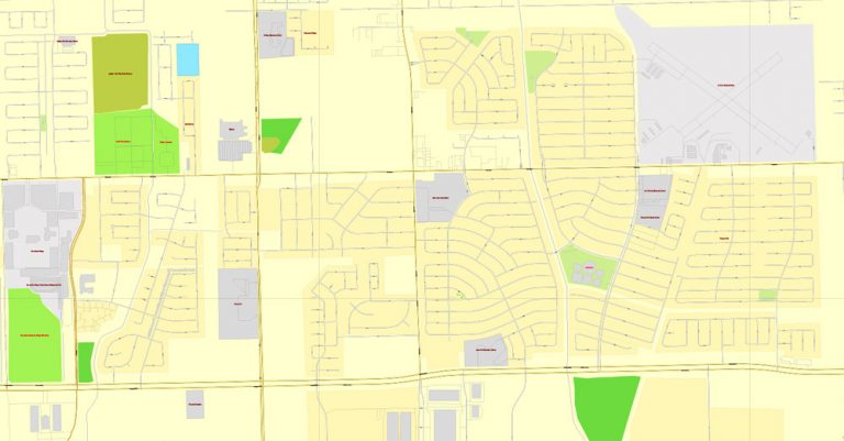 La Porte + Baytown, Texas, US, printable vector street City Plan map ...