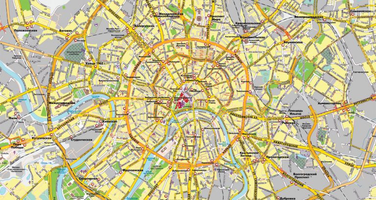 Москва Moscow, Russia, printable vector street City Plan map full ...