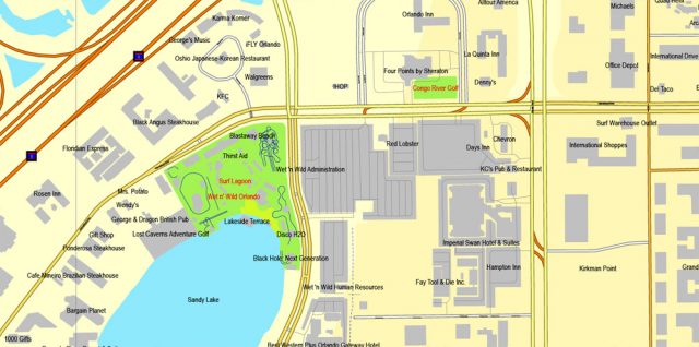 Orlando, Florida, exact printable vector street City Plan map V.3, full ...