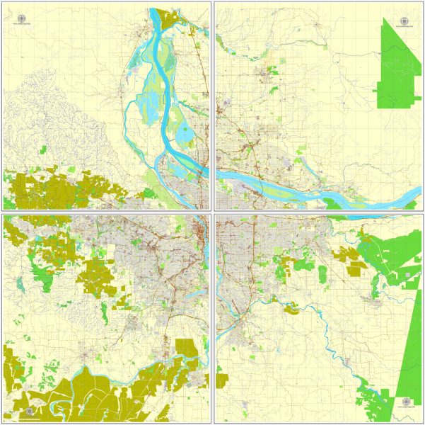 Portland Map Vector exact City Plan editable Adobe Illustrator Street Map