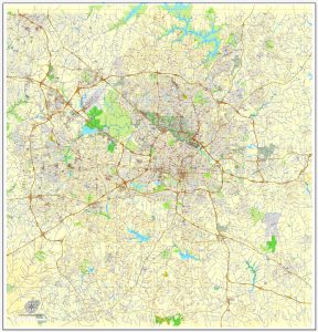 Raleigh, North Carolina, US, vector map Adobe Illustrator editable City ...