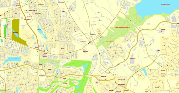 Raleigh Map, North Carolina, US, vector map Adobe PDF editable City ...