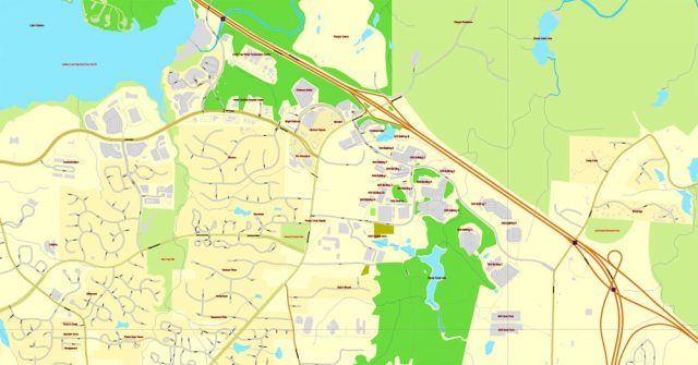 Raleigh, North Carolina, US, vector map Adobe Illustrator editable City ...