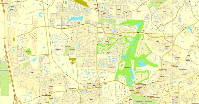 Raleigh, North Carolina, US, vector map Adobe Illustrator editable City ...