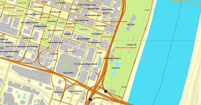 Saint Louis Map Vector Missouri US printable exact City Plan editable ...