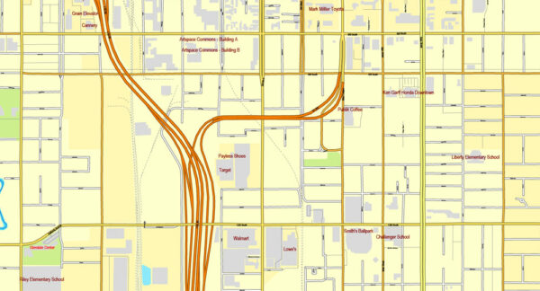 Salt Lake City, Utah, printable vector street City Plan map V3-2016.08 ...