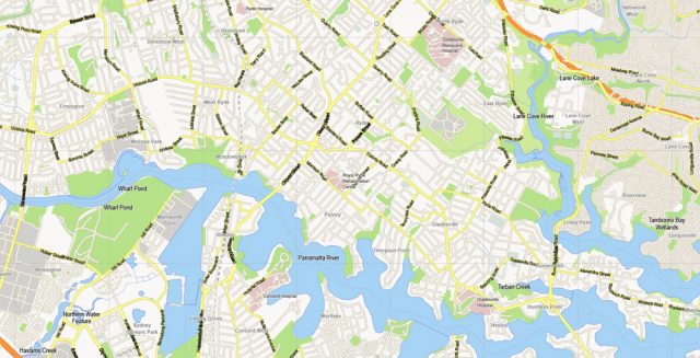 Sydney vector map Australia printable City Plan V.3.08 full editable ...