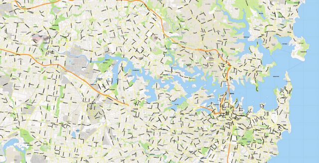 Sydney vector map Australia printable City Plan V.3.08 full editable ...