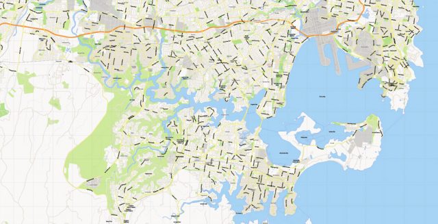 Sydney vector map Australia printable City Plan V.3.08 full editable ...
