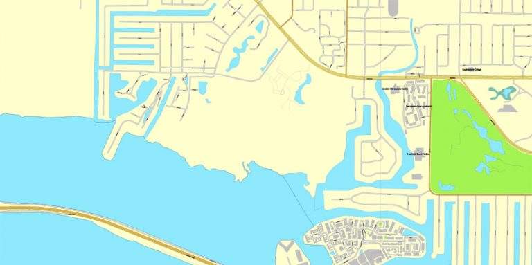 Tampa, Florida, US, vector map Adobe PDF editable City Plan V3, full ...