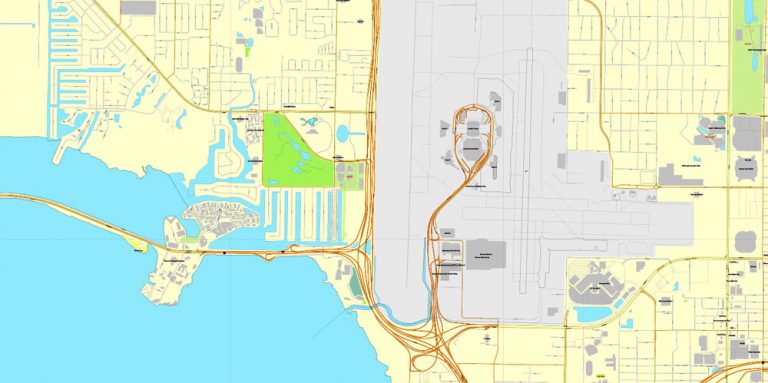 Tampa Map Editable Florida US printable City Plan V.2 Street Map Adobe ...