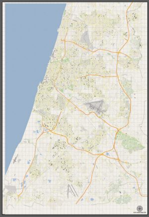 Tel Aviv, Israel, printable vector street City Plan G-View V.3 map full ...