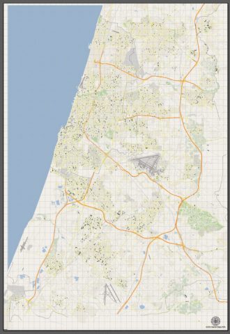 Tel Aviv, Israel, printable vector street City Plan G-View V.3 map full ...